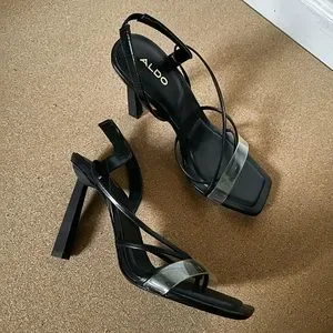 Aldo | Shoes | Aldo Juliet High Heeled Strap Sandals In Black Size 75 ...